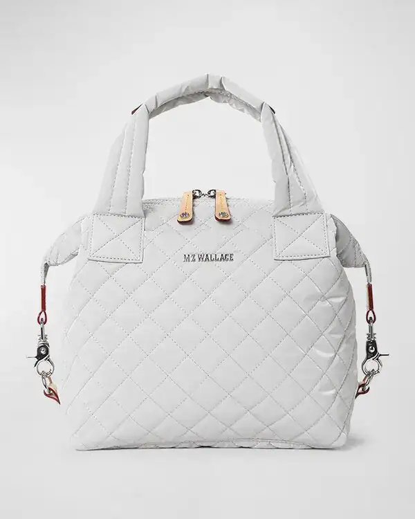 Mz Wallace Sutton Deluxe Small Quilted Top-handle Bag - Light Grey | Editorialist